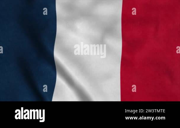 France flag waving in the wind with highly detailed fabric texture. Seamless loop, 4K Stock ...