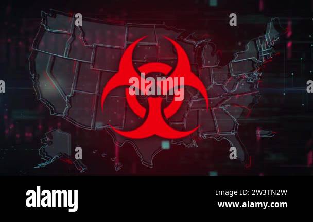 Biohazard USA map glitch effect background. Motion graphic 2d design ...