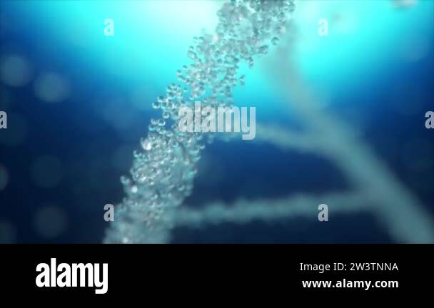 Abstract animated construction of a DNA molecule from water particles ...