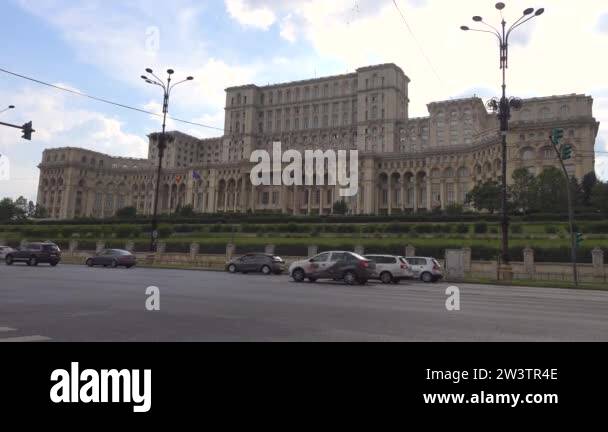 4k video Exterior of Romanias Palace of Parliament, known as House of ...