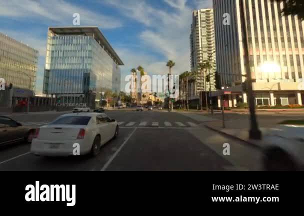 Long Beach California USA- January 2020. Driving thru streets of ...