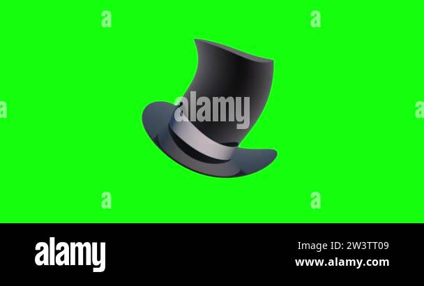 8 different animations 3d old black top hat magician green screen retro ...