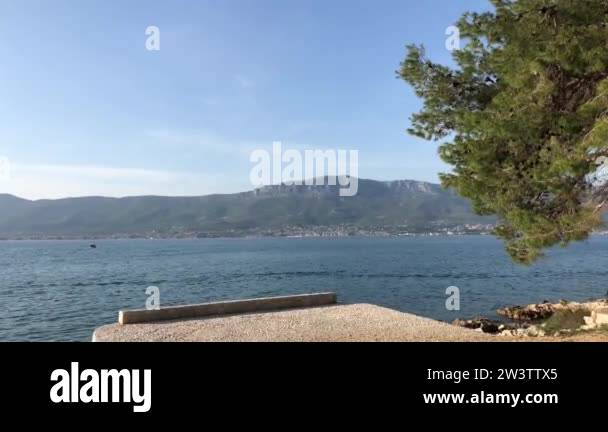 Military helicopter around Marjan Forest Park in Split Croatia Stock ...