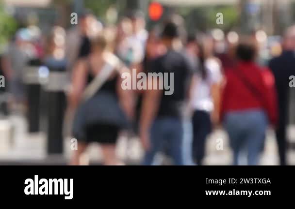 Defocused crowd of people, road intersection crosswalk on The Strip of ...