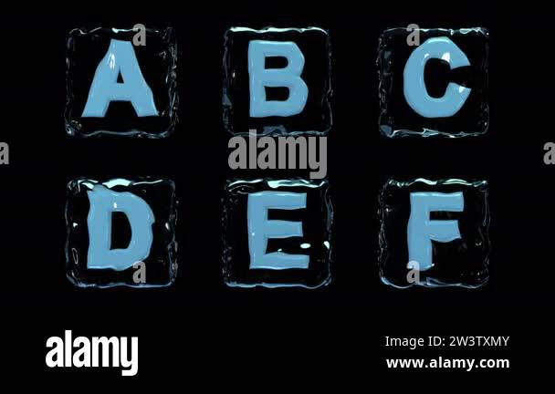 English font-alphabet from standard letters that are animated in water ...