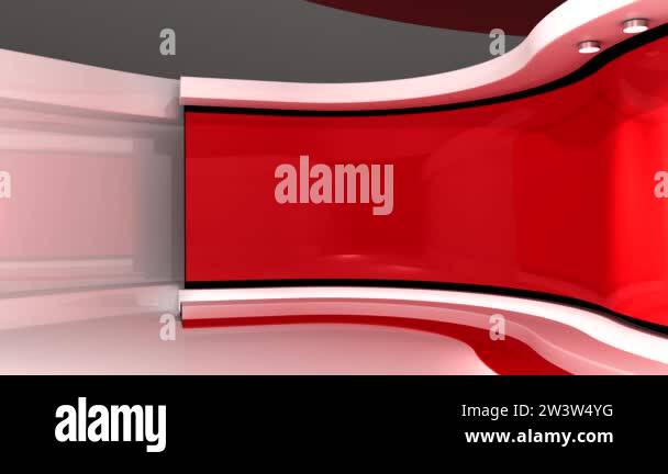 Tv studio. Red studio. Red background. News studio. Technical room Loop ...
