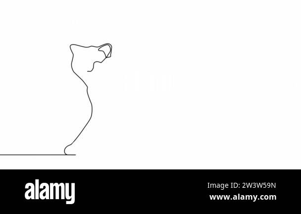 Self drawing simple continuous outline animation of a cat Stock Video ...