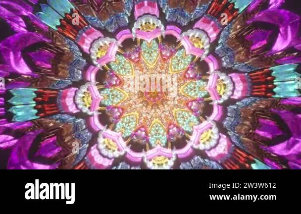 Meditation 3D mandala vj seamless loop beautiful color light trip with ...