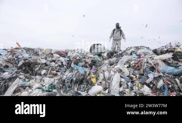land with garbage, Garbage dump landscape of ecological damage contaminated land., plastic scrap ...