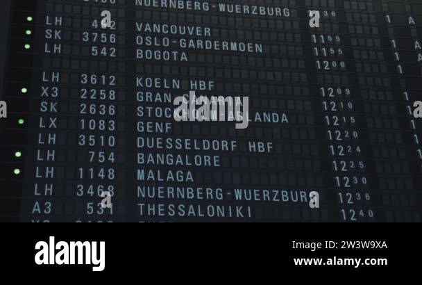 Departure board at the airport. Flight information for various ...