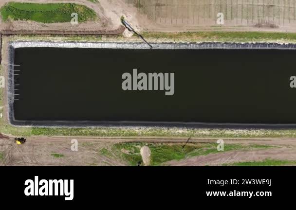 aero. top view. man-made special, water storage pool, tank or reservoir ...