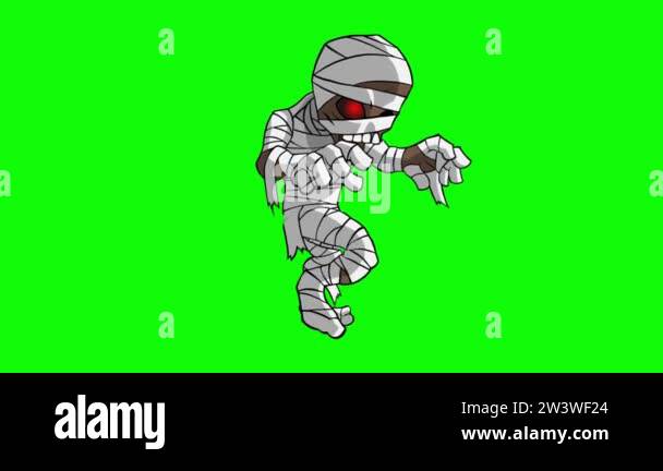 Mummy walk cycle animation. Clip in high resolution with green screen ...