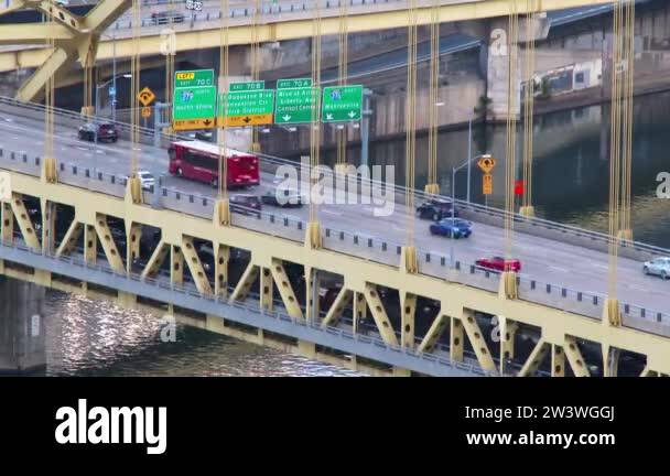 Traffic flows over the Fort Pitt Bridge in Pittsburgh, Pennsylvania. In ...