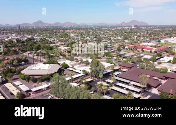 Central Phoenix, Arizona Ariel community and business landscape wide ...