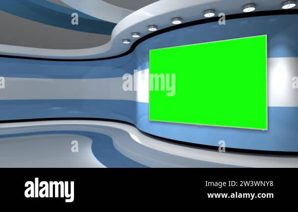 TV studio. Light blue background. Loop animation. News studio ...