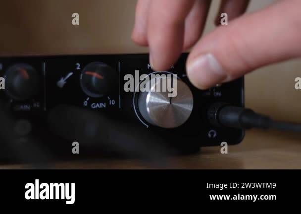 Audio amplifier. Concept. Configuring sound parameters using rotating ...