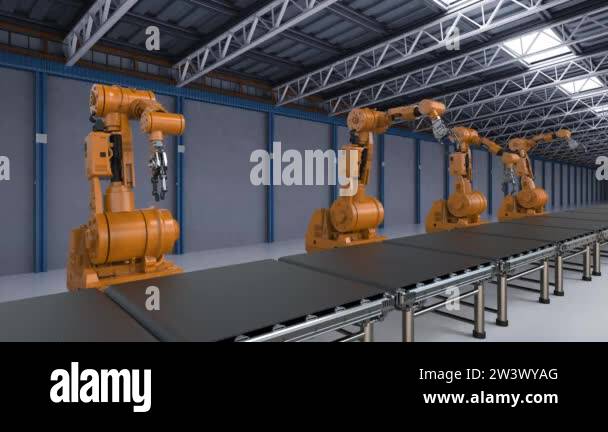 3d rendering robotic arm in factory 4k animation Stock Video Footage ...
