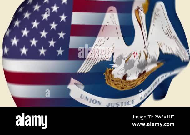 Louisiana State USA Crumpled Fabric Flag Intro. USA Flag. State of ...
