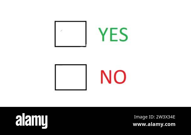 Selecting Yes. Check Mark Empty Box to Indicate Agree. Yes or No Choice ...