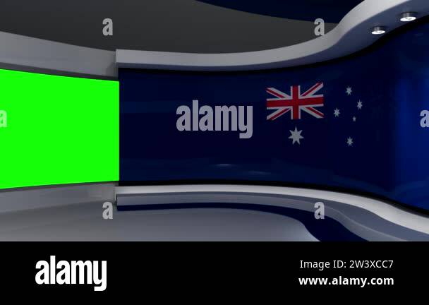 TV studio. Australia. Australian flag. News studio. Loop animation ...