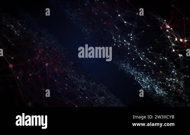 Motion graphic plexus abstract background camera movement through futuristic network link with ...