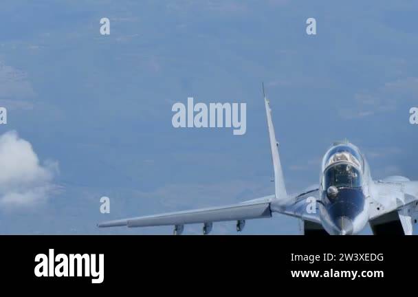 Military Airplane in Flight. Mikoyan Gurevich MiG-29 Fulcrum 4K Closeup ...