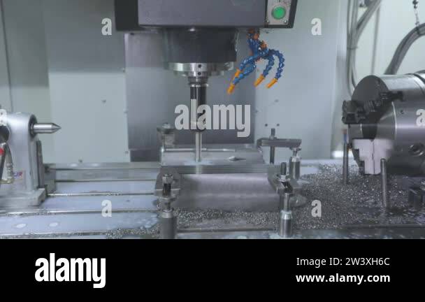 Metal Part In Cnc Machine Creation Of A Part On A Cnc Machine A