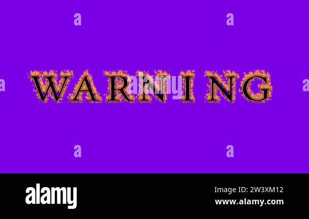 warning fire text effect violet background. animated text effect with ...