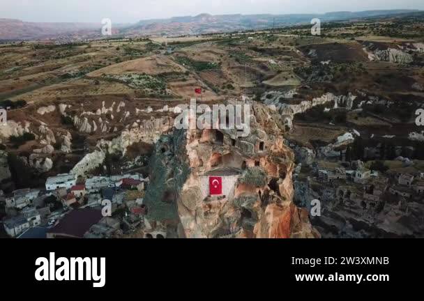 Ortahisar castle cappadocia turkey aerial Stock Videos & Footage - HD ...