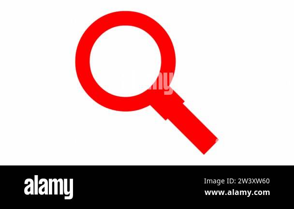 Animated red icon of magnifier. Symbol loupe. Concept of search ...