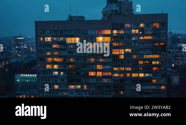 night window timelapse. architecture of the night city, urbanistic view ...