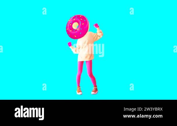 Minimal animation design. Donut dancer Girl. Donut mood. Fast food gif ...