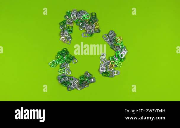 Recycle symbol with metal ring pull Rotating Stop motion Animation ...