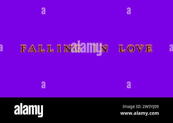 falling in love fire text effect violet background. animated text ...