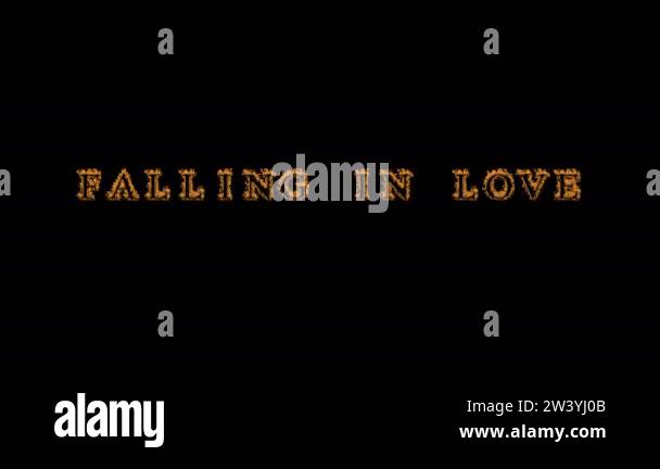 falling in love fire text effect black background. animated text effect ...