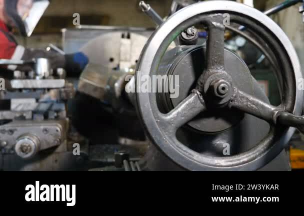 Metalworking milling machine. Producing metal detail in factory ... Metalworking milling machine. Producing metal detail in factory ...