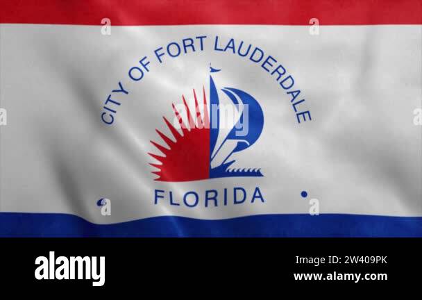 Fort Lauderdale flag, Florida, realistic animation background Stock ...