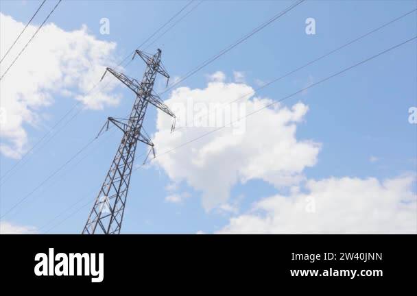 Electricity transportation line. High-voltage tower. Transmission ...