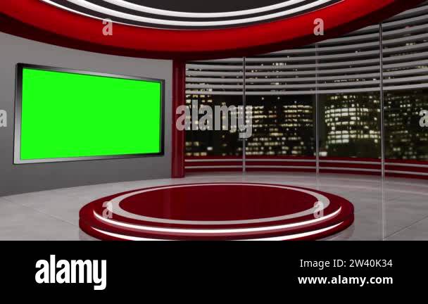 Virtual News Studio Set Green Screen Stock Video Footage - Alamy