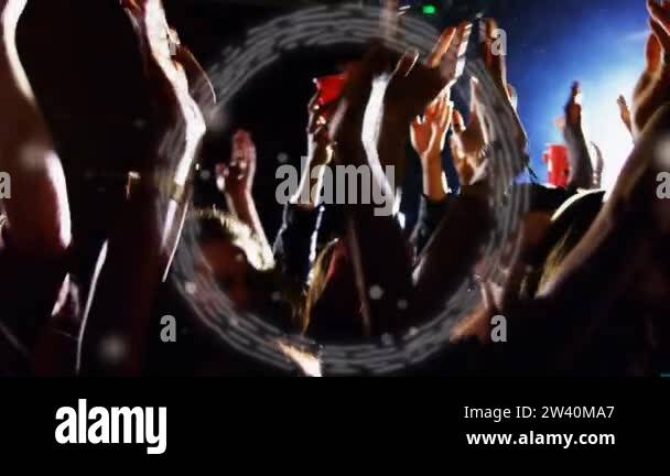 Animation of people clapping and dancing at concert with multiple ...