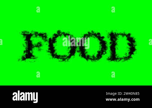 Food smoke text effect green isolated background. animated text effect ...