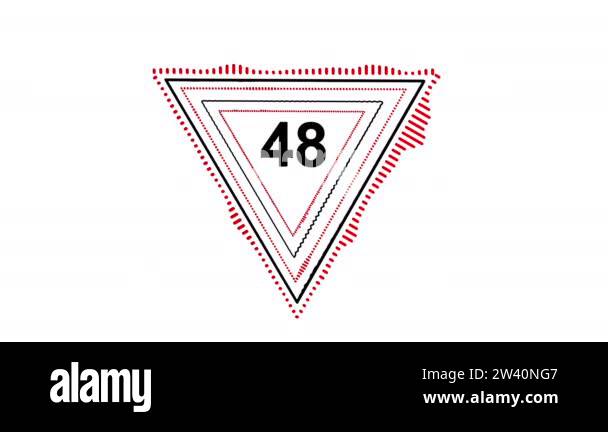 One minute countdown timer in triangle on white screen Stock Video ...