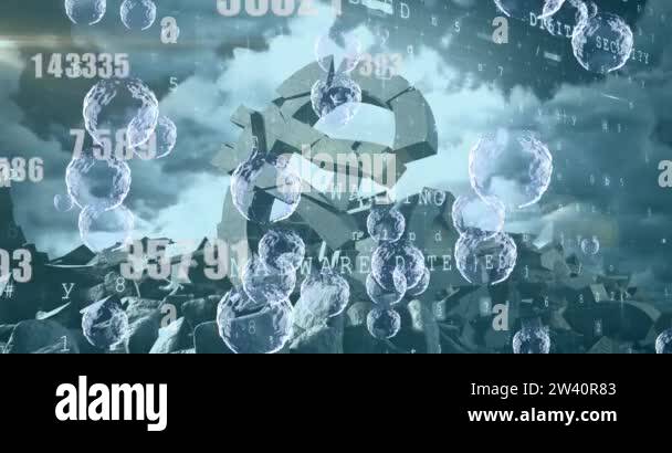 Multiple bubbles floating and changing numbers over broken euro symbol ...