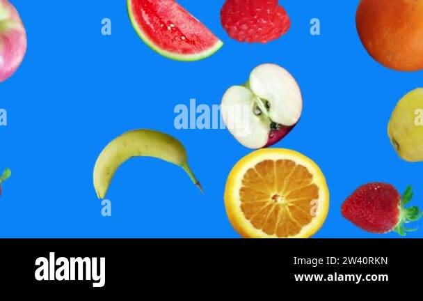 Realistic fruits animation on blue screen editable chroma key ...