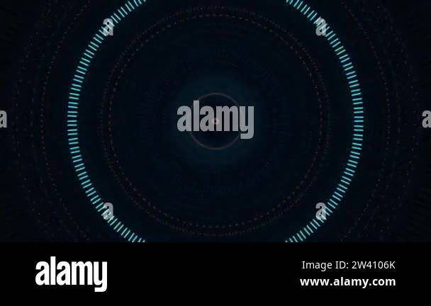 Abstract moving flashing large rings on black background, seamless loop. Animation. Pulsating ...