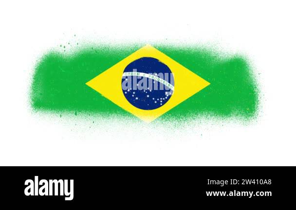 Brazil Flag Reveal With Paint Brush Splatter Mask/ 4k animation of a ...