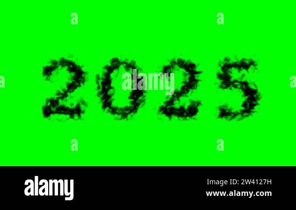 2025 smoke text effect green isolated background. animated text effect ...