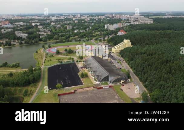 top view of the track and field sports complex in Minsk.center for ...