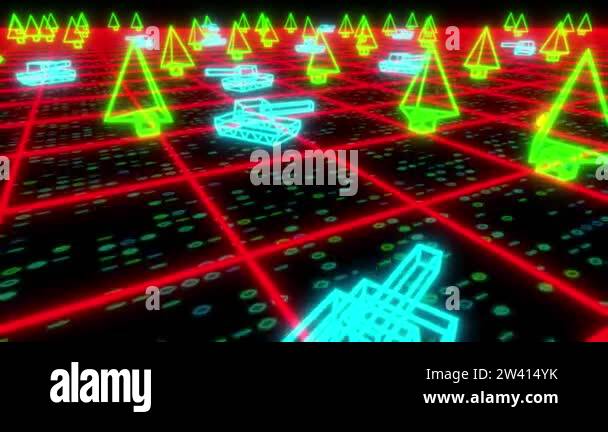 Retro 80s game tanks VHS tape video war battle vector arcade tron ...