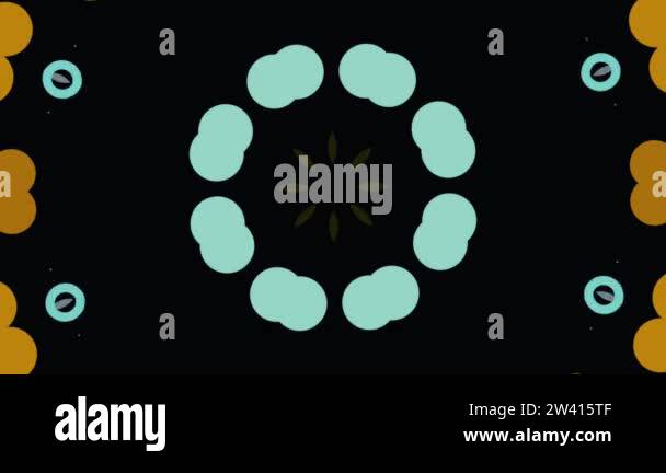 Beautiful Kaleidoscopic Shapes Moving On Black Background Seamless